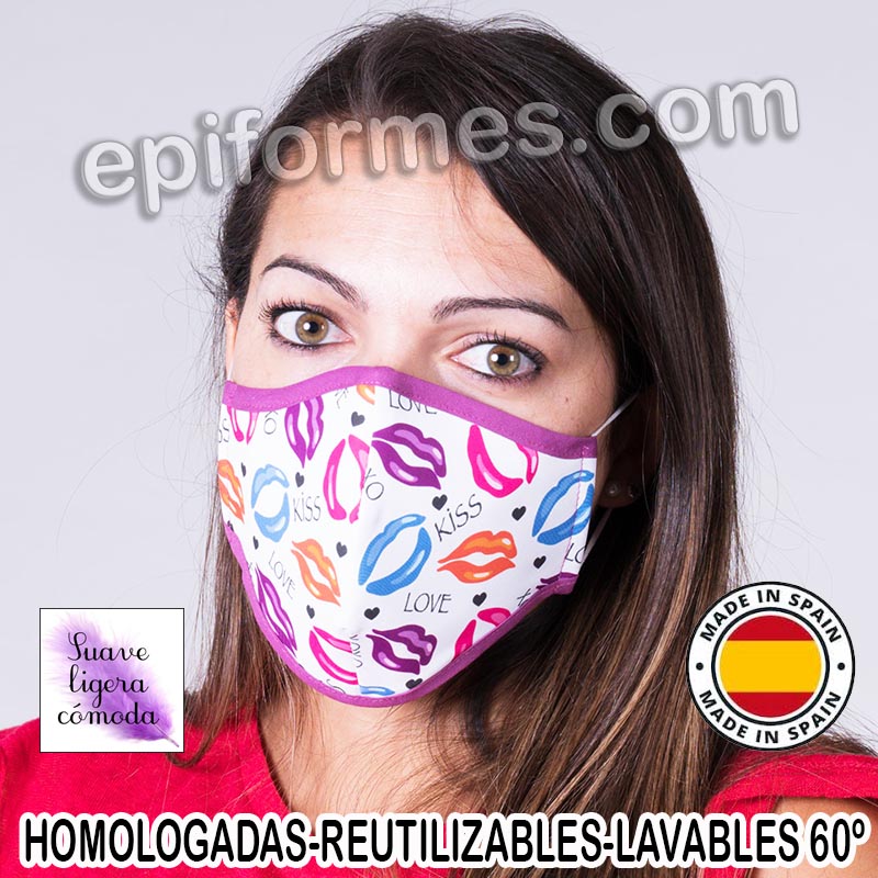 Mascarilla personal homologada estampada kiss