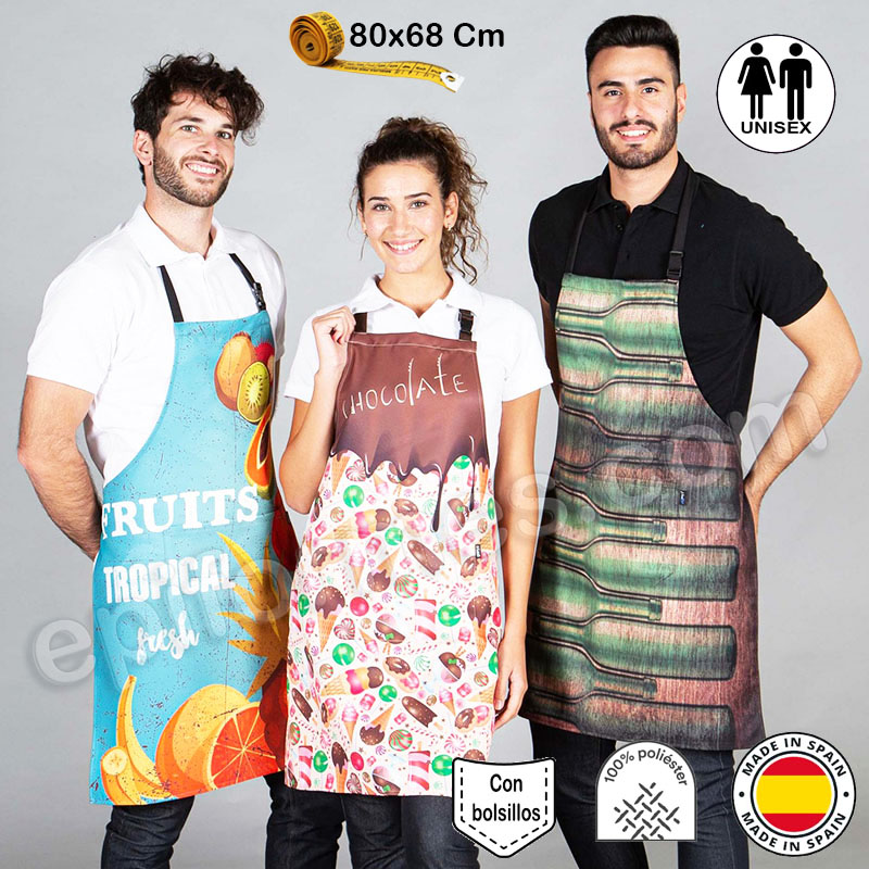Delantal con peto ideal para frutería y cafeterías