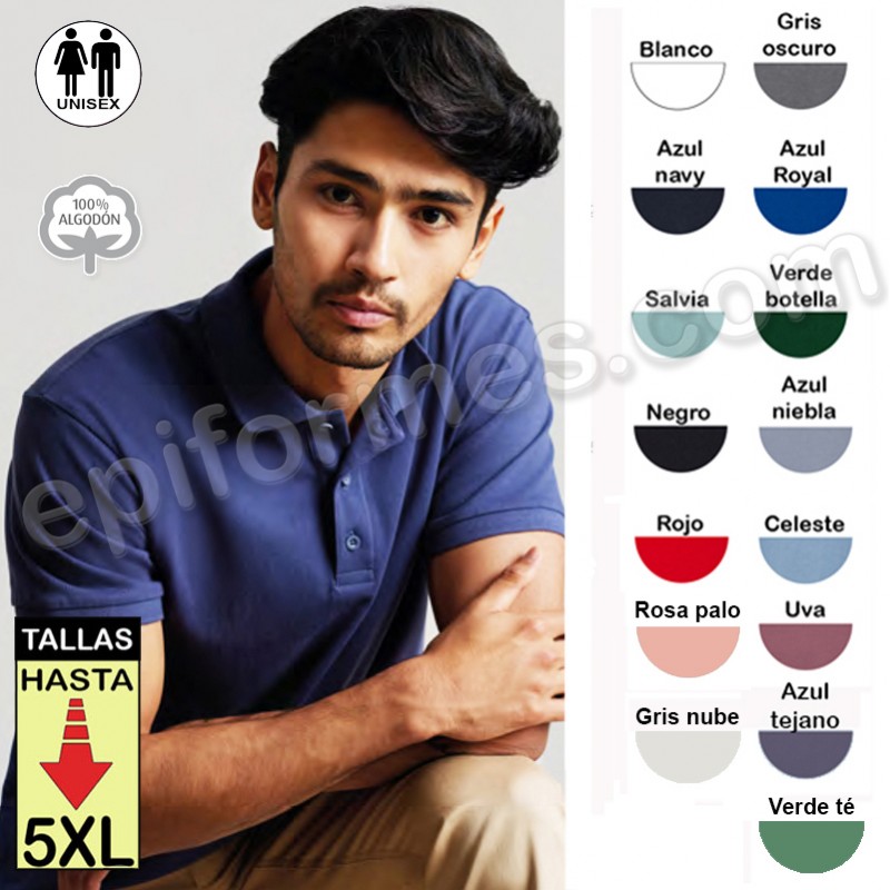 Polo trabajo en 16 colores, hasta la talla 5 XL