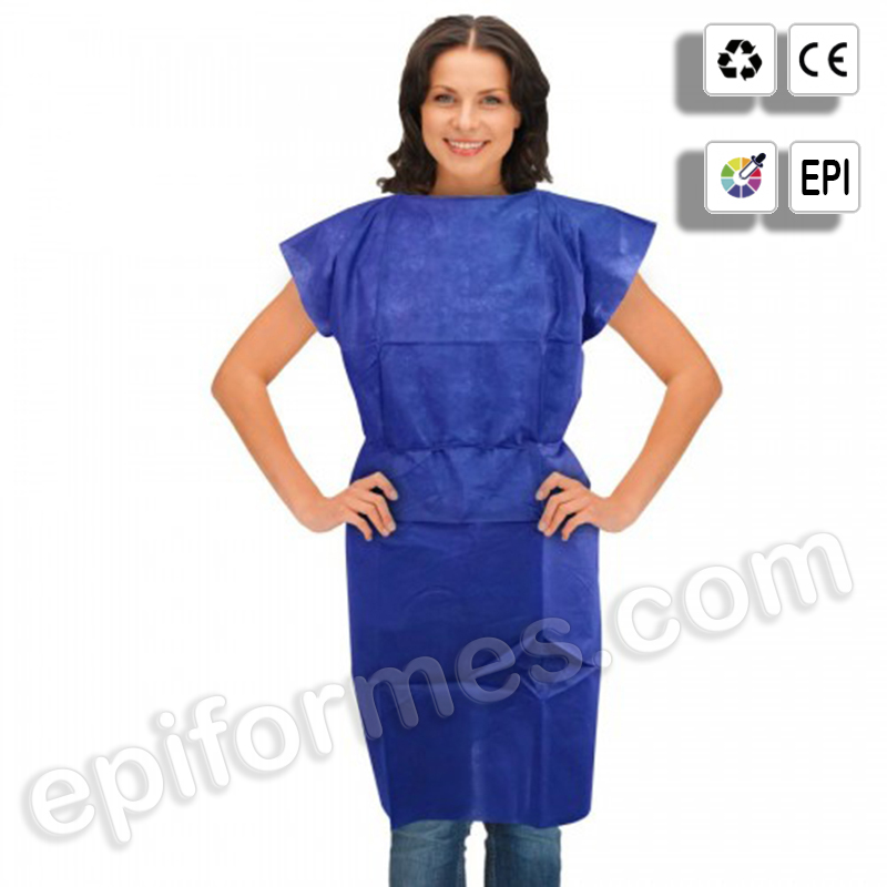 10 Batas en TNT de polipropileno paciente RX sin mangas y con cintas