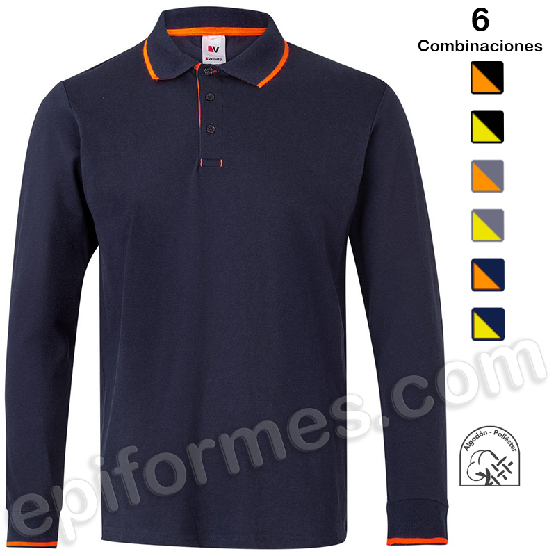 Polos de manga larga, combinados de hasta 6 colores