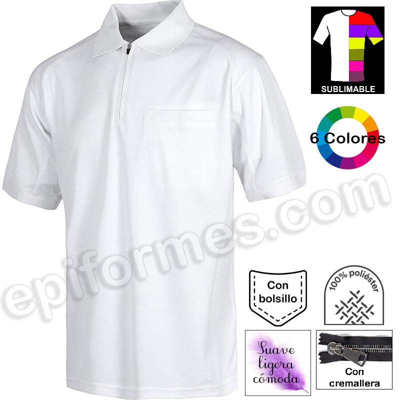 Polos técnicos con cremallera, en 6 colores
