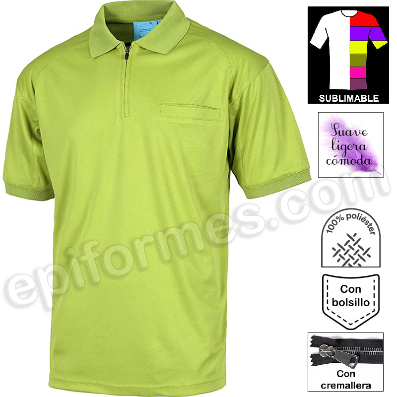 Polos técnicos con cremallera, en 6 colores